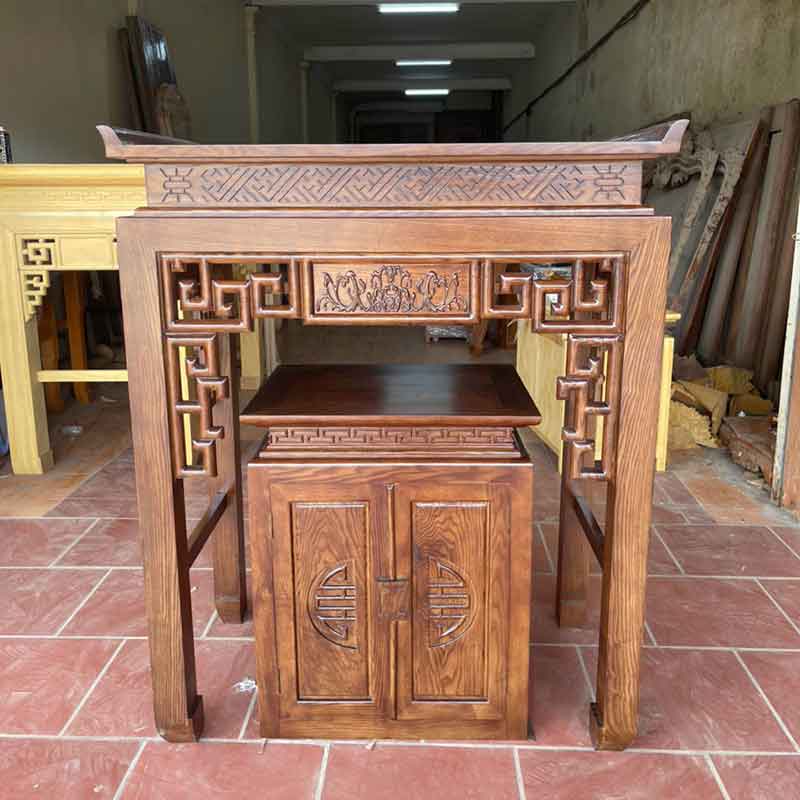 Tủ thờ đẹp giá rẻ gỗ sồi Nga nhập khẩu BO642 | Nội Thất Hữu Bằng